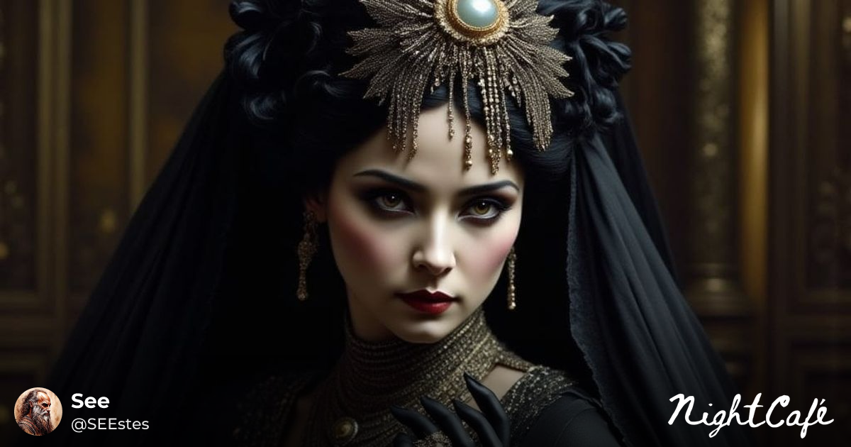 Ethereal Italian Siren in Mourning Veil - AI Art