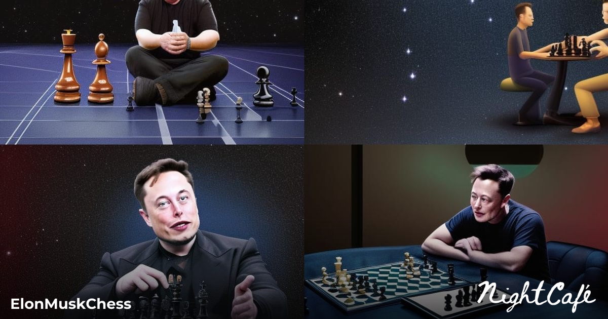 Elon Musk Plays Chess in Deep Color Futurism - AI Art