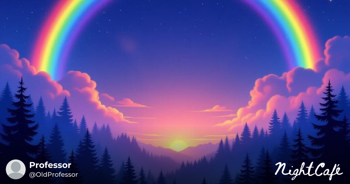 A rainbow in the dark - Vivid Rainbow Over Starry Night Fore...