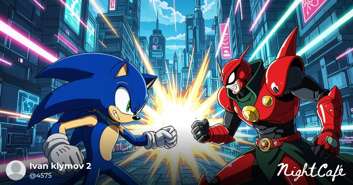 sonic fighting eggman - Sonic Battles Eggman in Futuristic C...