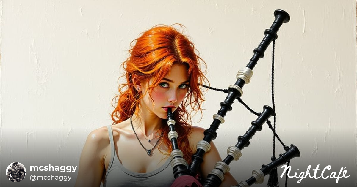 Bagpipe painting - Vibrant Impasto Bagpipe Player