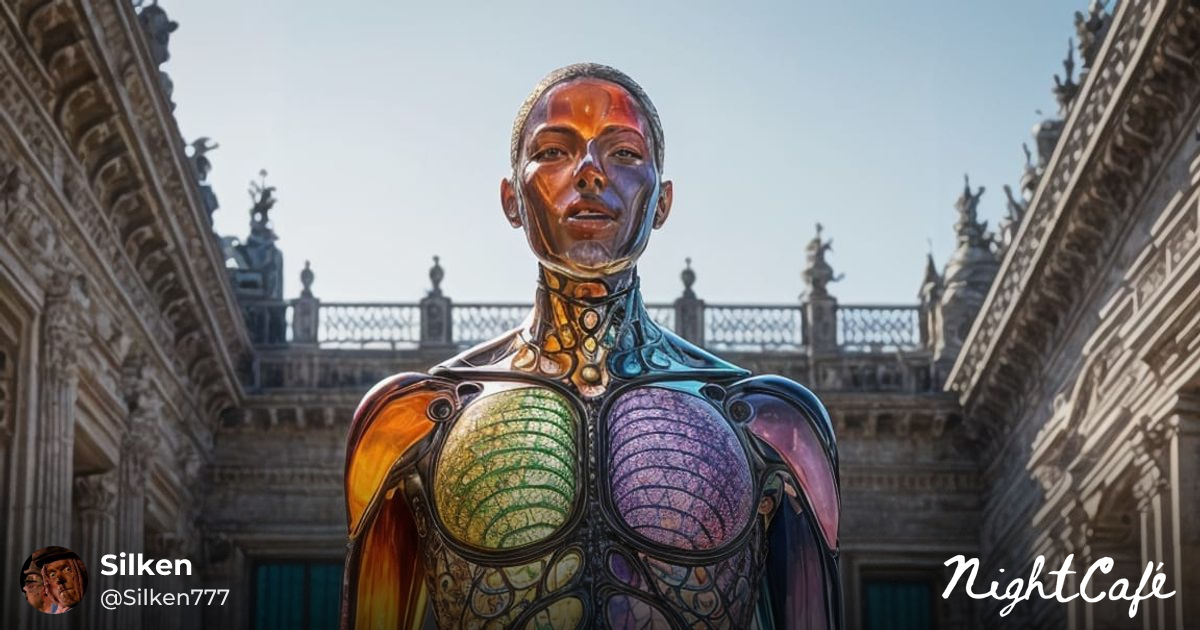 Colossal Glass Human Sculpture: Hyperrealistic Dig... - AI Art