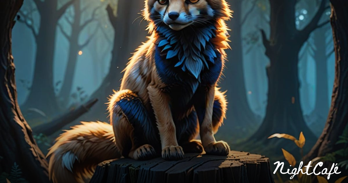 Fantastical Fusion Creature Amidst Glowing Tree St... - AI Art