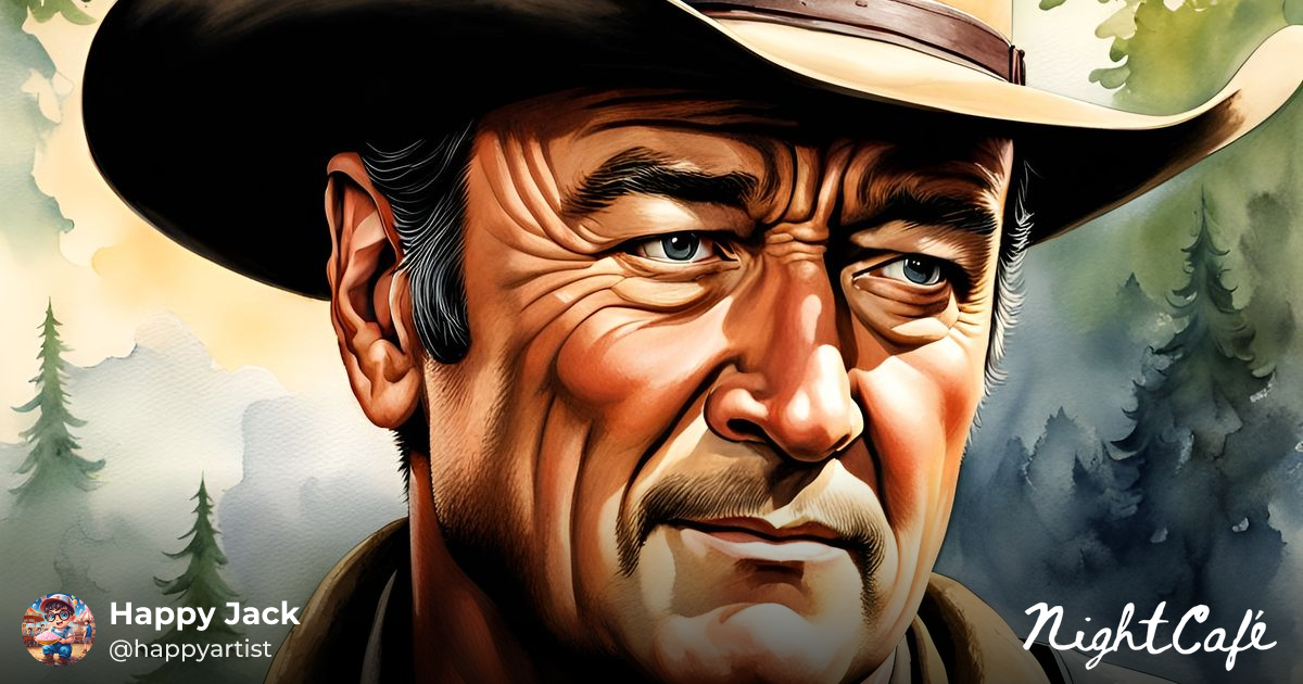 John Wayne - John Wayne in Shenandoah: Hyperrealistic Illust...