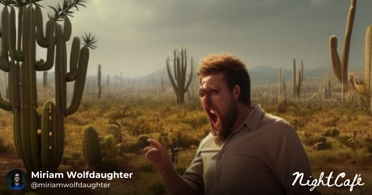 Yelling at the Cacti - Angry Man Yelling at Cactus: Digital ...