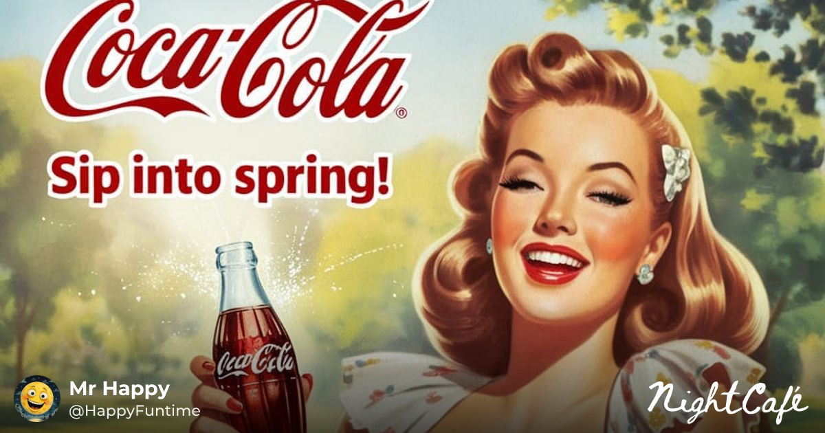 Sip into Spring! - Vintage Pin-Up Model Sips Coke in 1950s S...