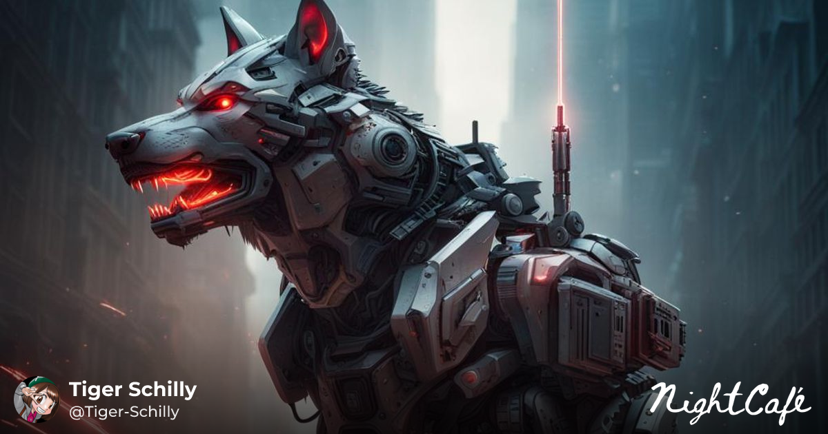 Lazer Wolf - Menacing Robot Wolf with Laser Beams: Digital M...