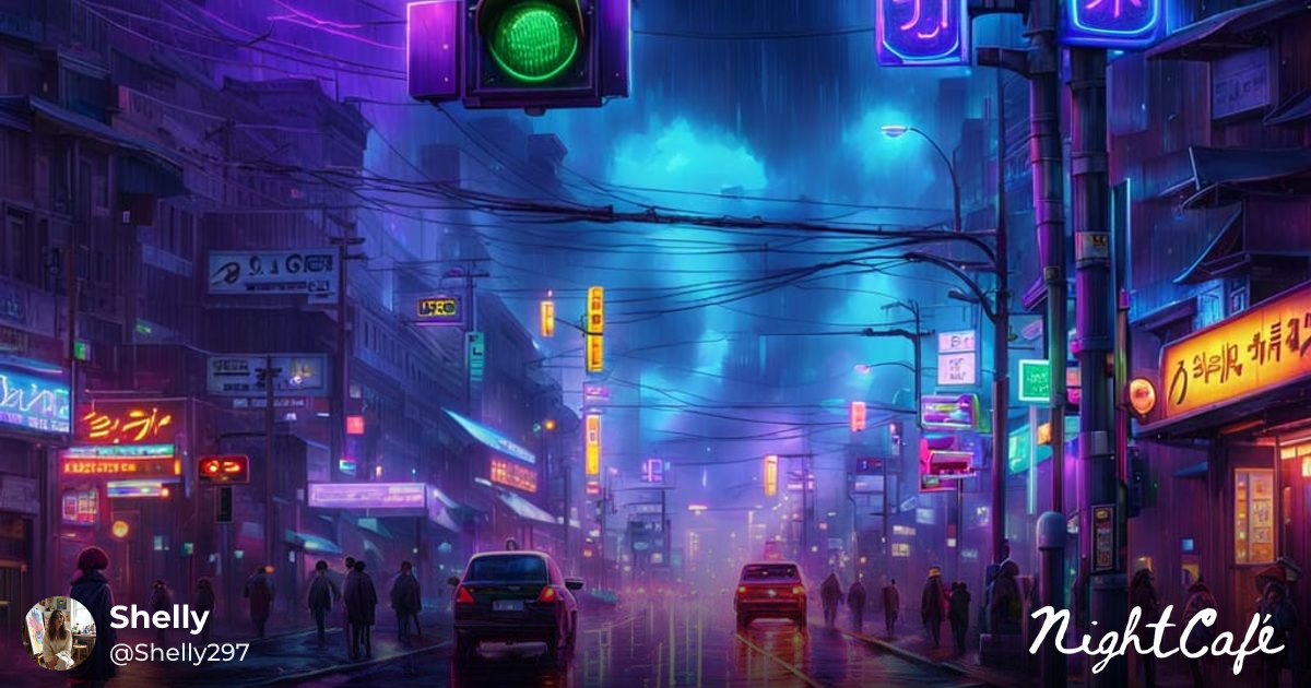 Purple Traffic - Melting Traffic Light in Anime Style