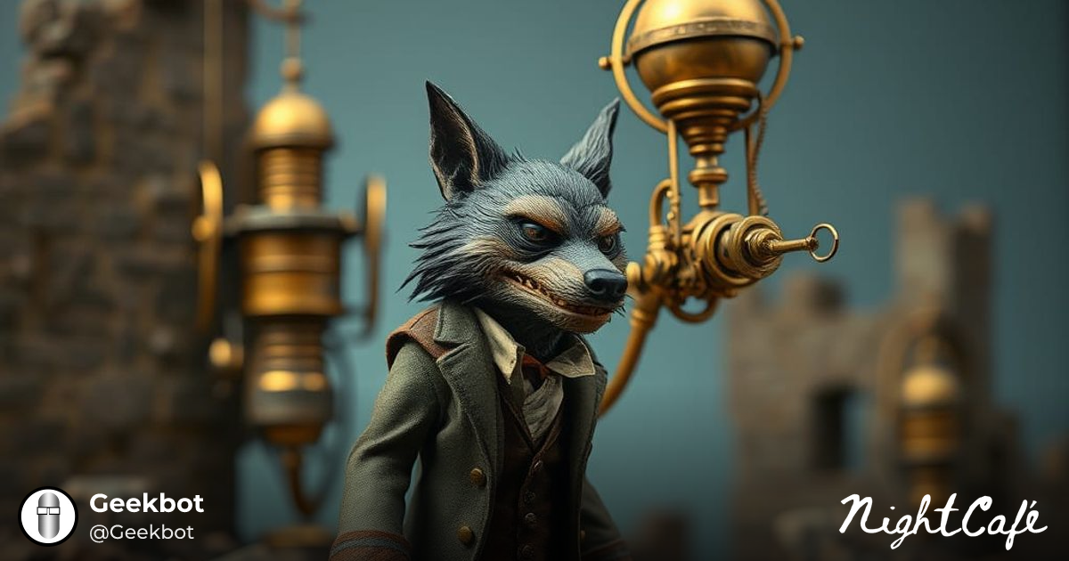 Steampunk Werewolf in Ruined Castle, Claymation St... - AI Art
