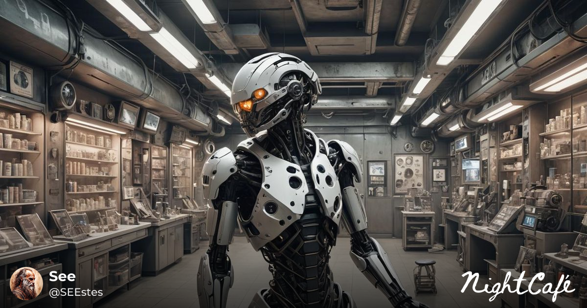 Sci-Fi Body Modification Shop in Dystopian Future - AI Art