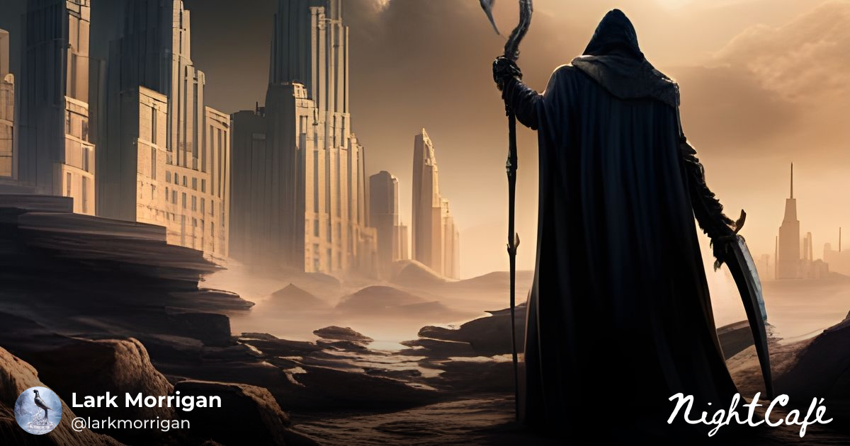 Futuristic Faceless Reaper with Scythe - AI Art