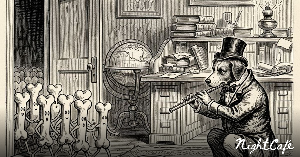 Satirical Dog Cartoon Attracting Treats in 19th-Ce... - AI Art