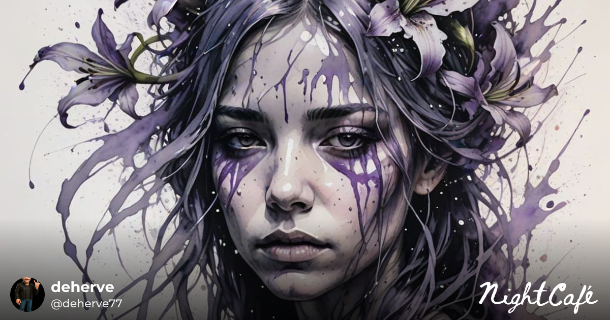 Fading Lily Spirit in Melancholic Watercolor - AI Art