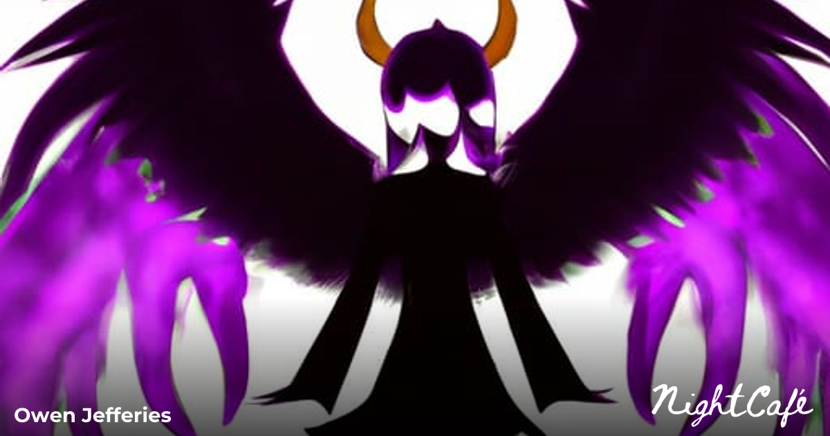 Winged Shadow Demon with Purple Crown - AI Art