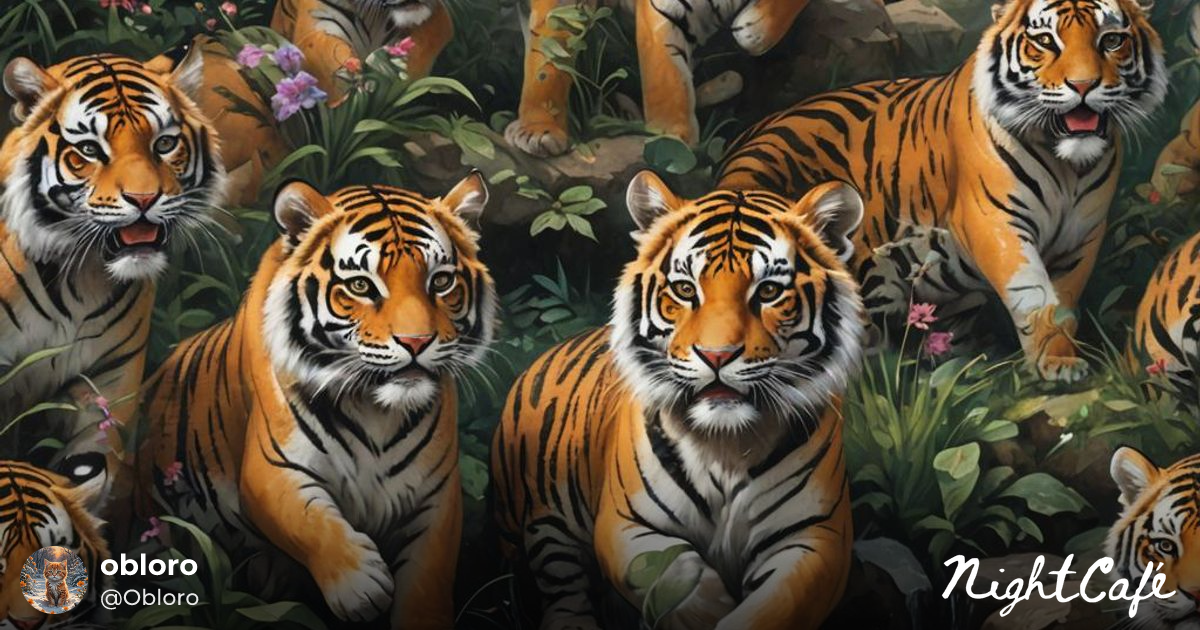 Kittens and Tigers at Dawn: Watercolor Concept Art - AI Art