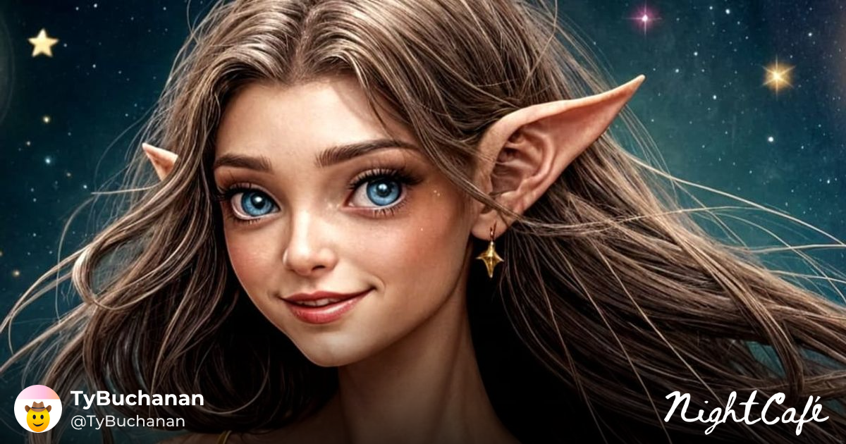 Elf in Vibrant Starry Sky - Fantasy Elf in Vibrant Starry Sk...