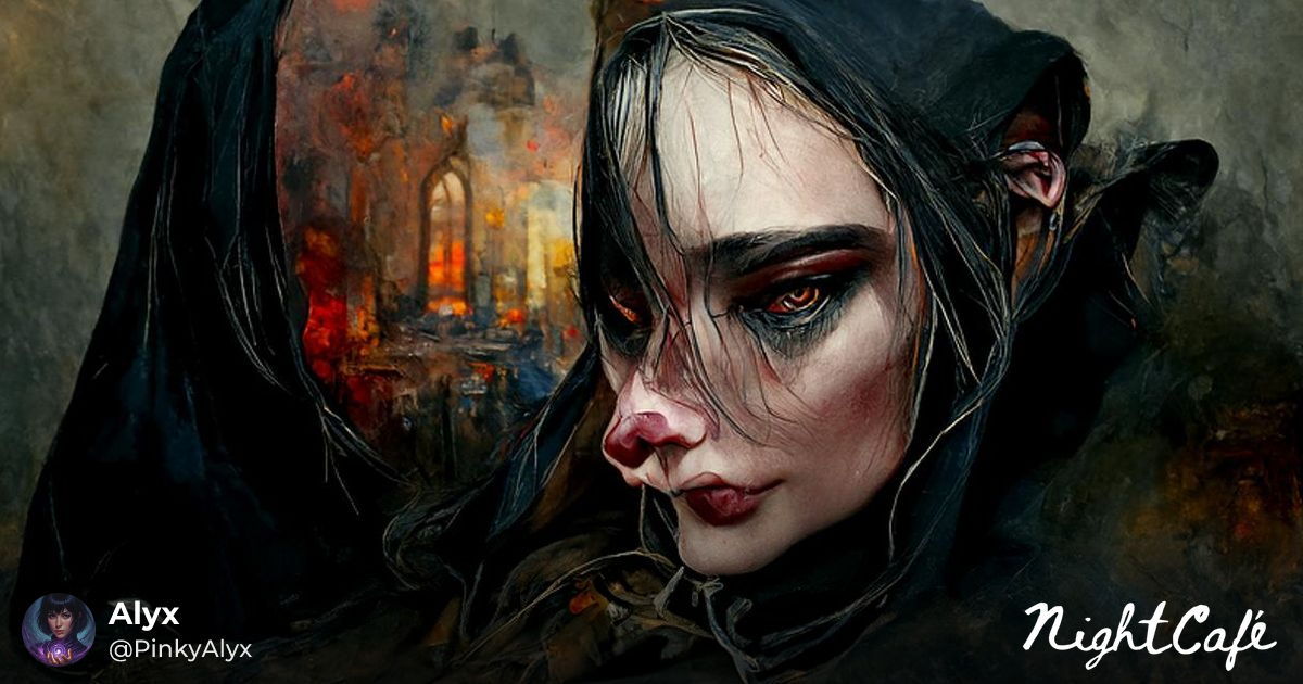 A beautifully aesthetic rendering of a gothic woman, dark art, warm and ...