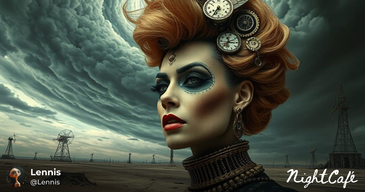 Steampunk Drag Queen in Post-Apocalyptic Wasteland - AI Art