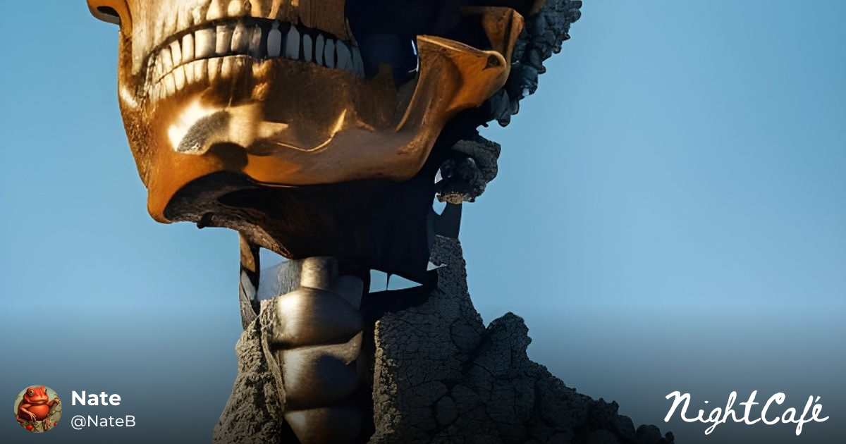 Bliss in Brass - Colorful Skull Sculpture in Borderlands Sty...