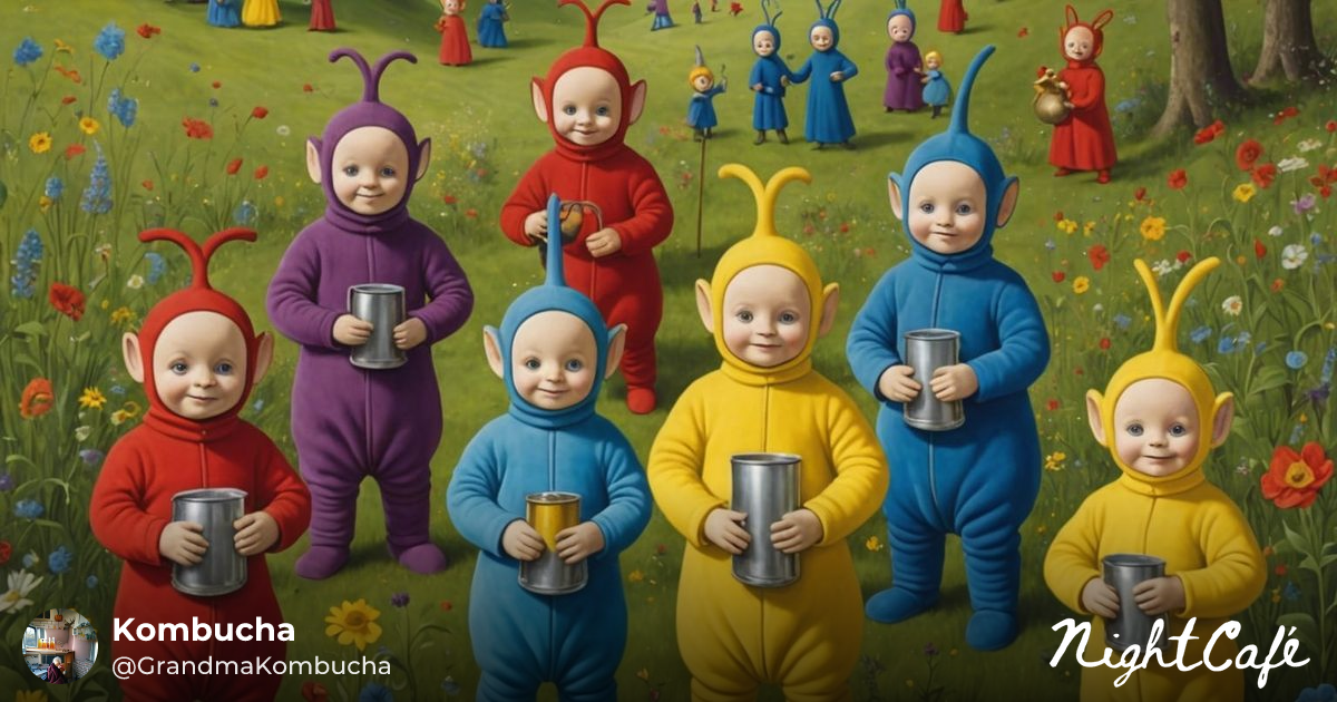 Teletubbies in Meadow as Renaissance Painting - AI Art