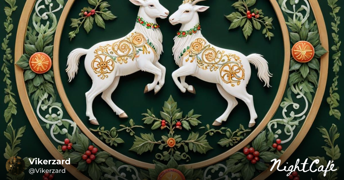 Folk Art Wheel of the Year with Holly and Oak King... - AI Art