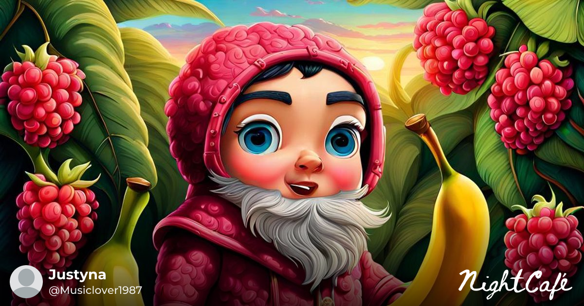 Chibi Raspberry woman walks on the glade