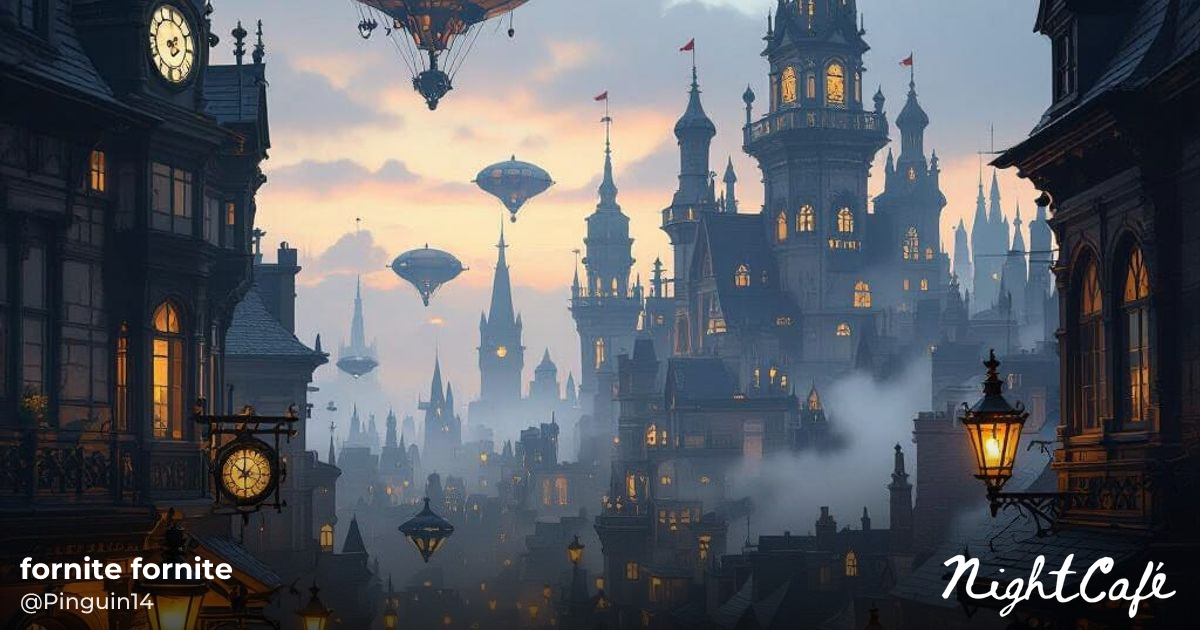 Steampunk Metropolis at Dusk with Chess Automata - AI Art