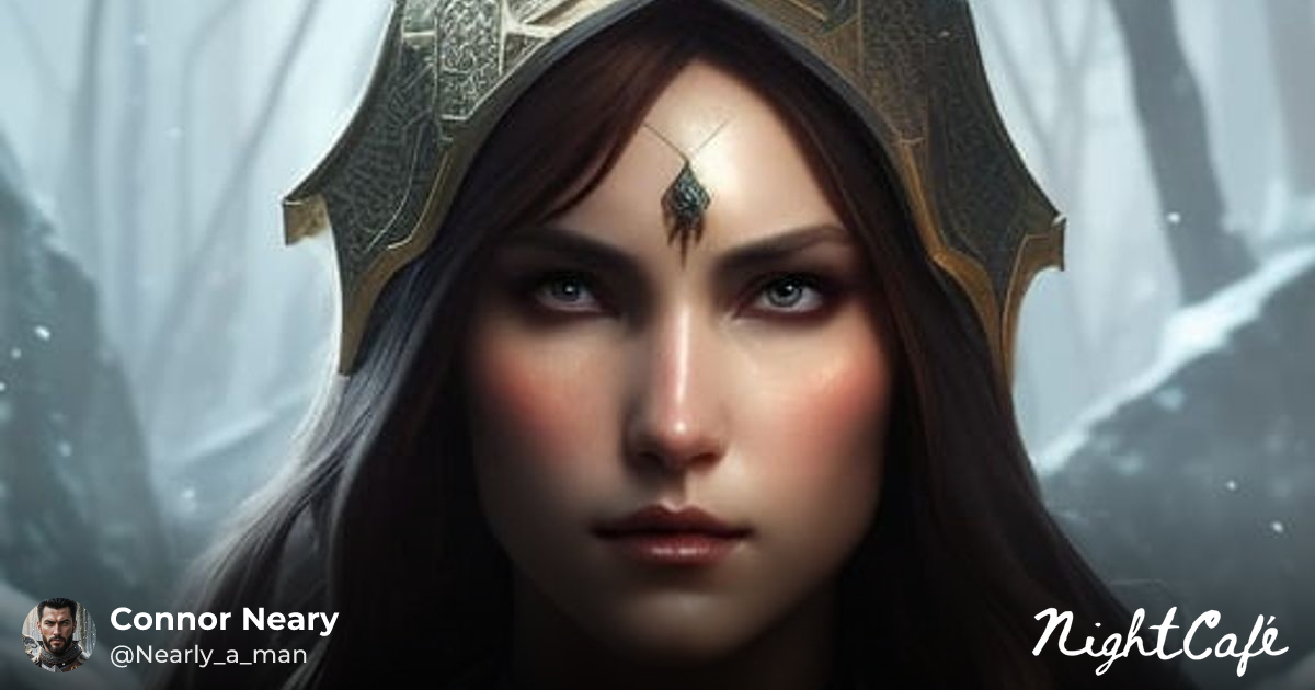 Elven Winter Barbarian Portrait in Dark Fantasy St... - AI Art