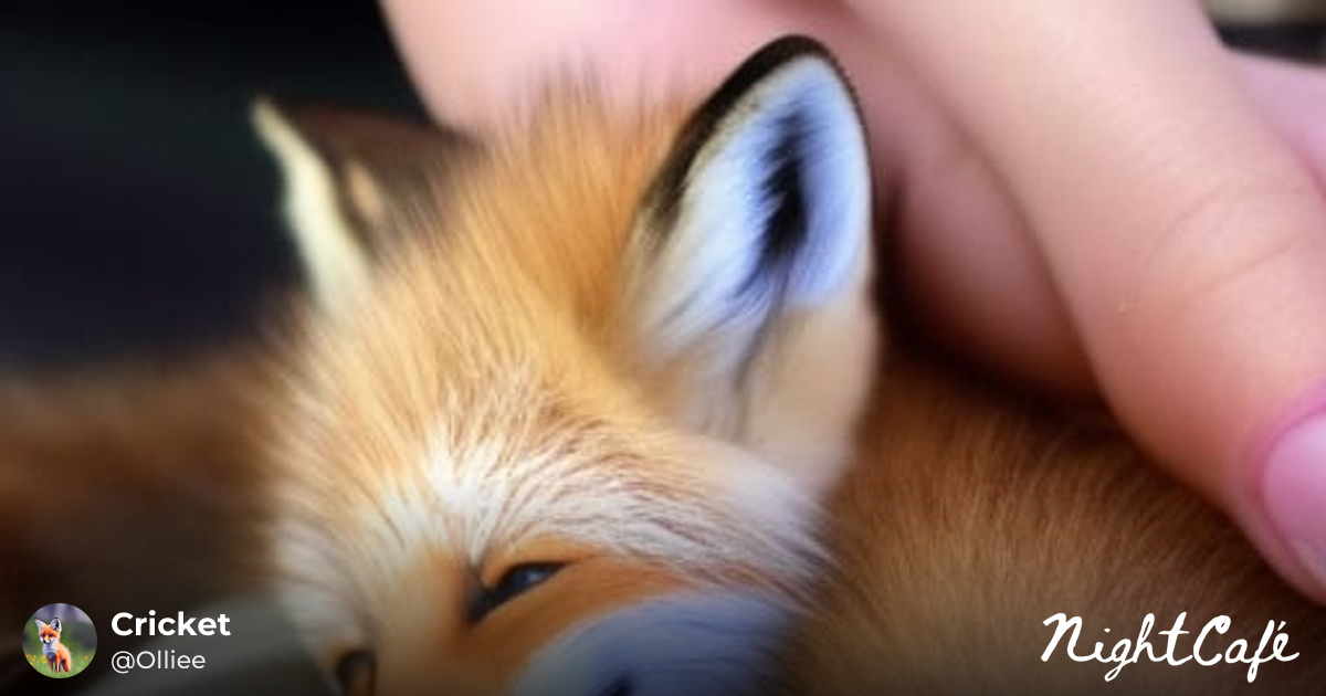 baby fox getting pet