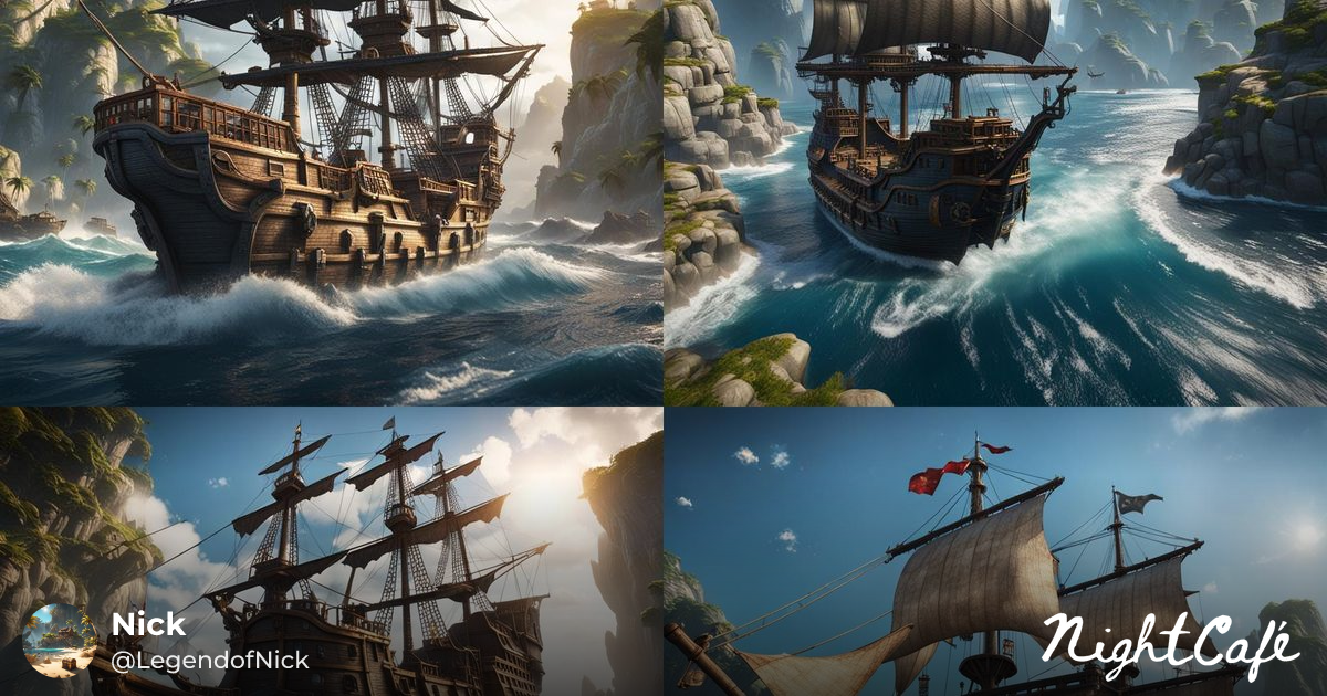 The Expedition! - Pirate Ship Base on Rough Waters: 3D Rende...