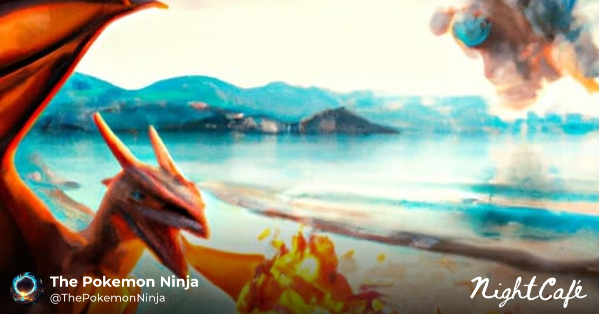 Realistic Charizard - Realistic Charizard on Beach with Las...