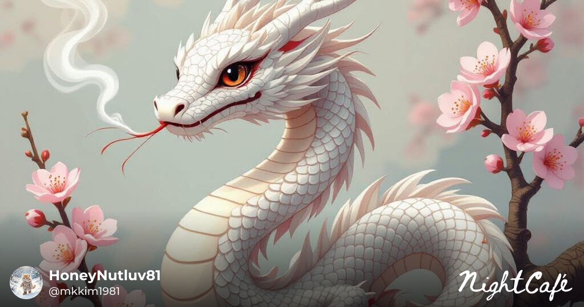 A true beauty - White Snake Dragon in Cherry Blossoms