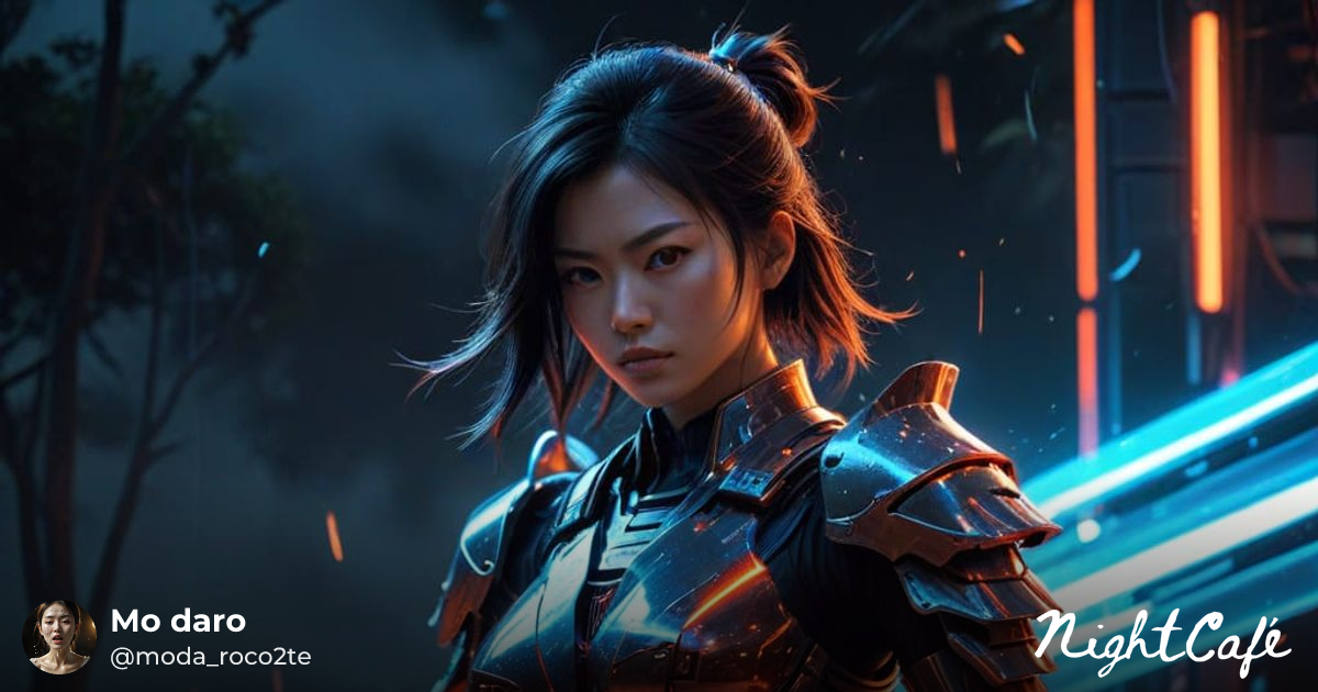 Hi-tech samurai - Cyberpunk Samurai in Neon-Lit Armor