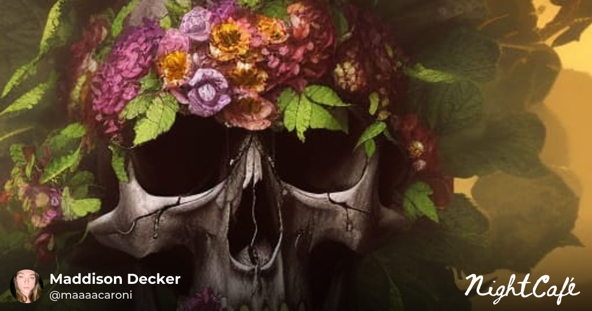 human skull wrapped in flowers - Floral Human Skull: Detaile...