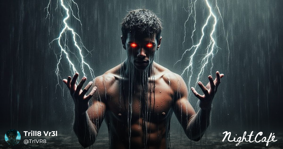 lightning bolt guy - Cyberpunk Man Emerging from Water with ...