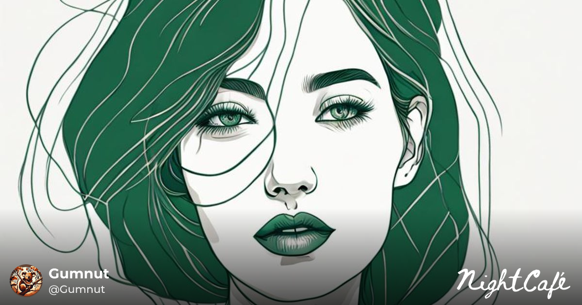 dark green fine line portrait - dark green fine line portrai...