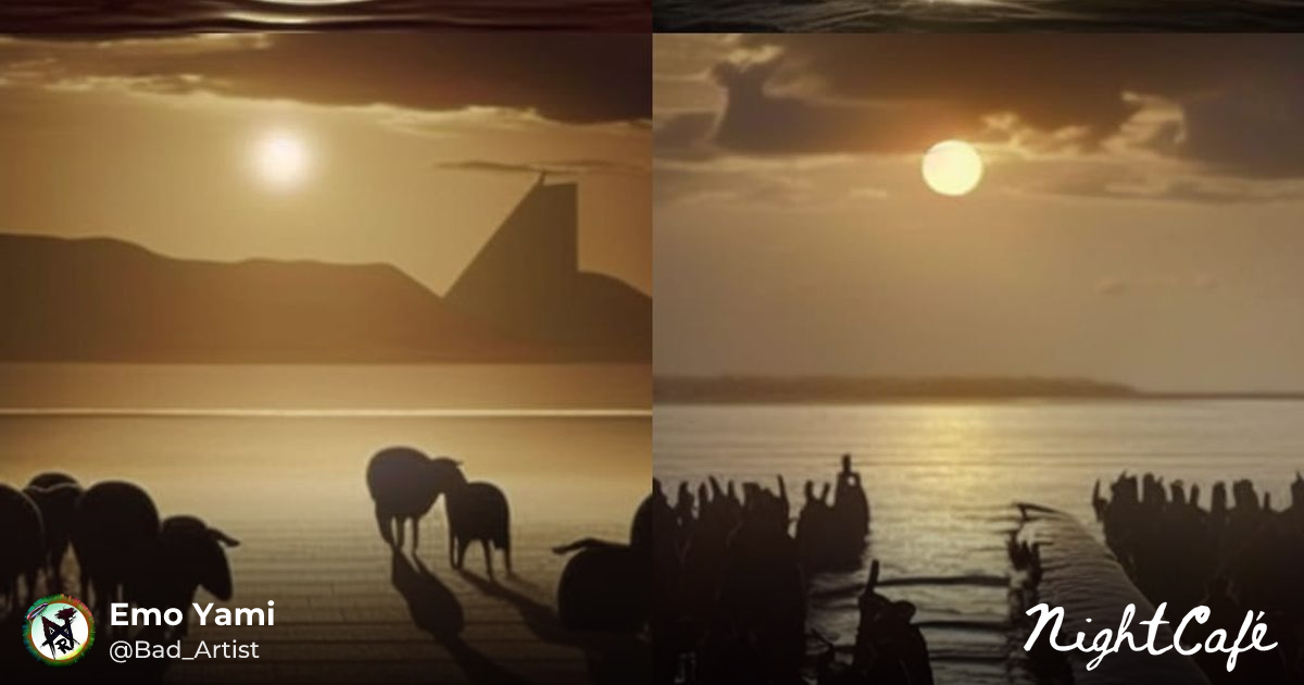 Refugee Ship on a Stormy Ocean - AI Art