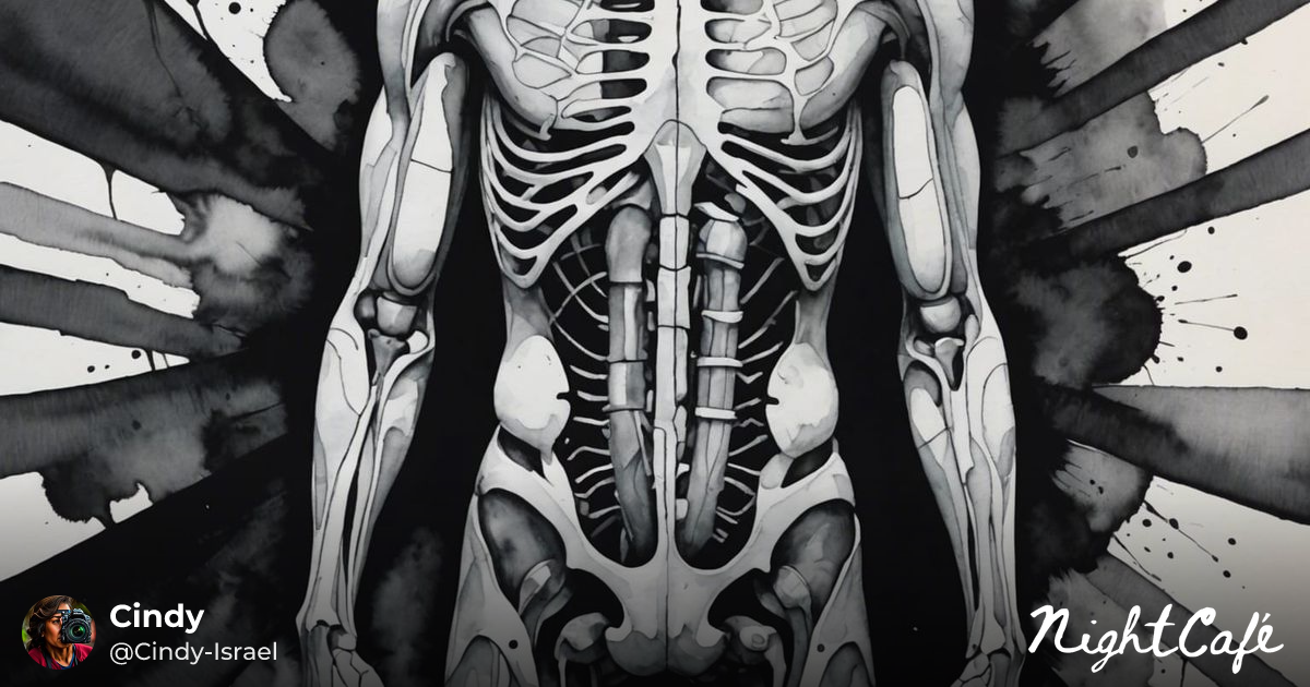 Interior of the human body - Monochrome Watercolor Paintin...