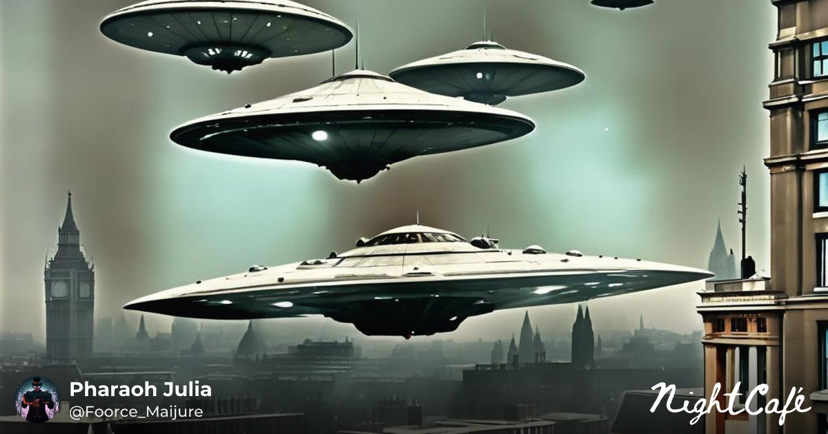 Martian Invasion of London: Vintage Sepia Photo - AI Art