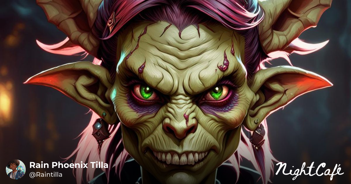 Demonic Goblin Girl Portrait in Punk Style - AI Art