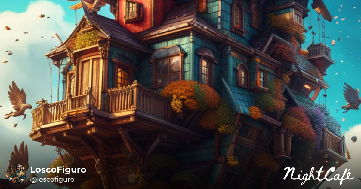 Whimsical Flying House Concept Art - AI Art