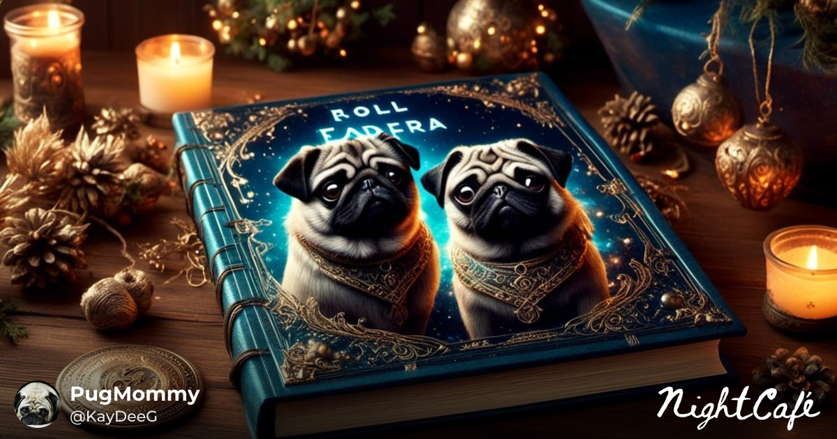 Book Cover with Two Pugs - AI Art