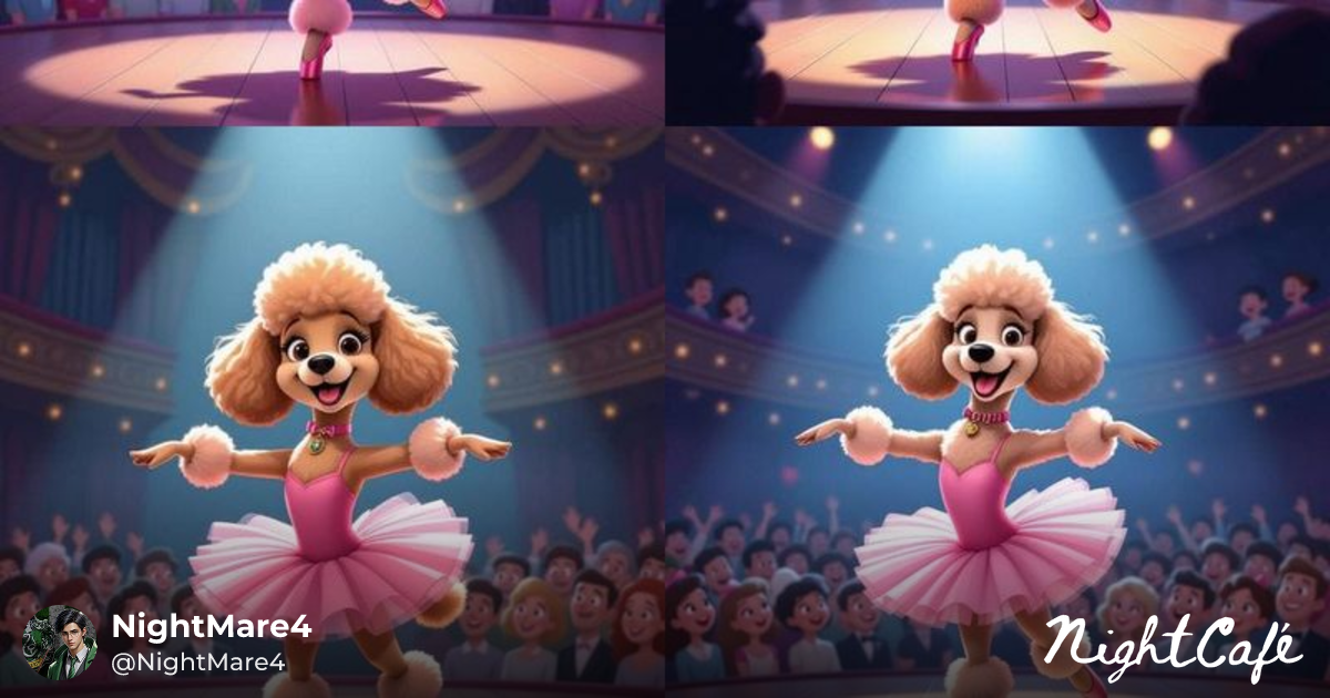 Pink Poodle Ballet Dancer in Pixar Style - AI Art