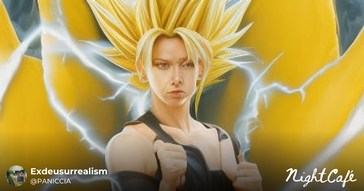 Super Saiyan Woman in Combat, Hyperrealistic Oil P... - AI Art