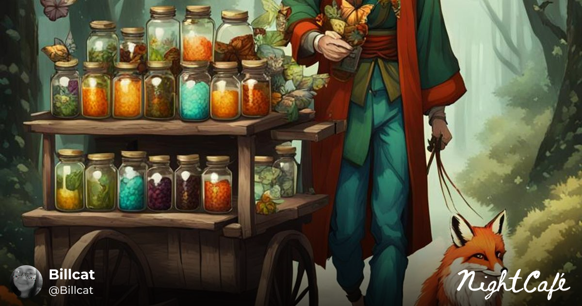 Trickster merchant - Kitsune Merchant Selling Butterflies i...