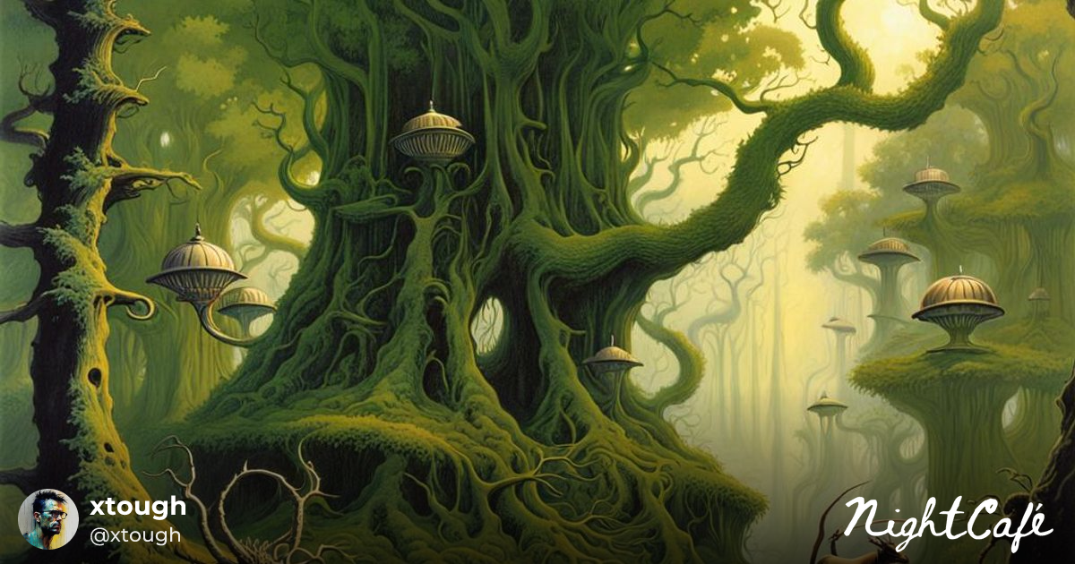 Eldritch Forest in Retro Fantasy Illustration Styl... - AI Art