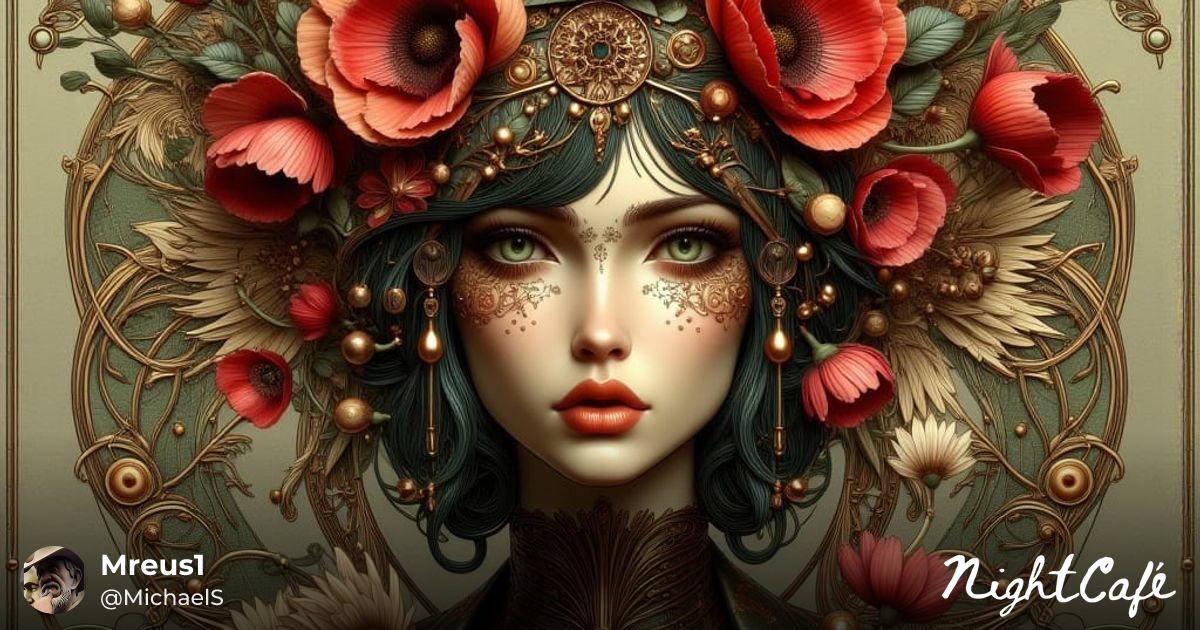 Punk Poppies - Biomechanical Art Nouveau Punk Portrait with ...