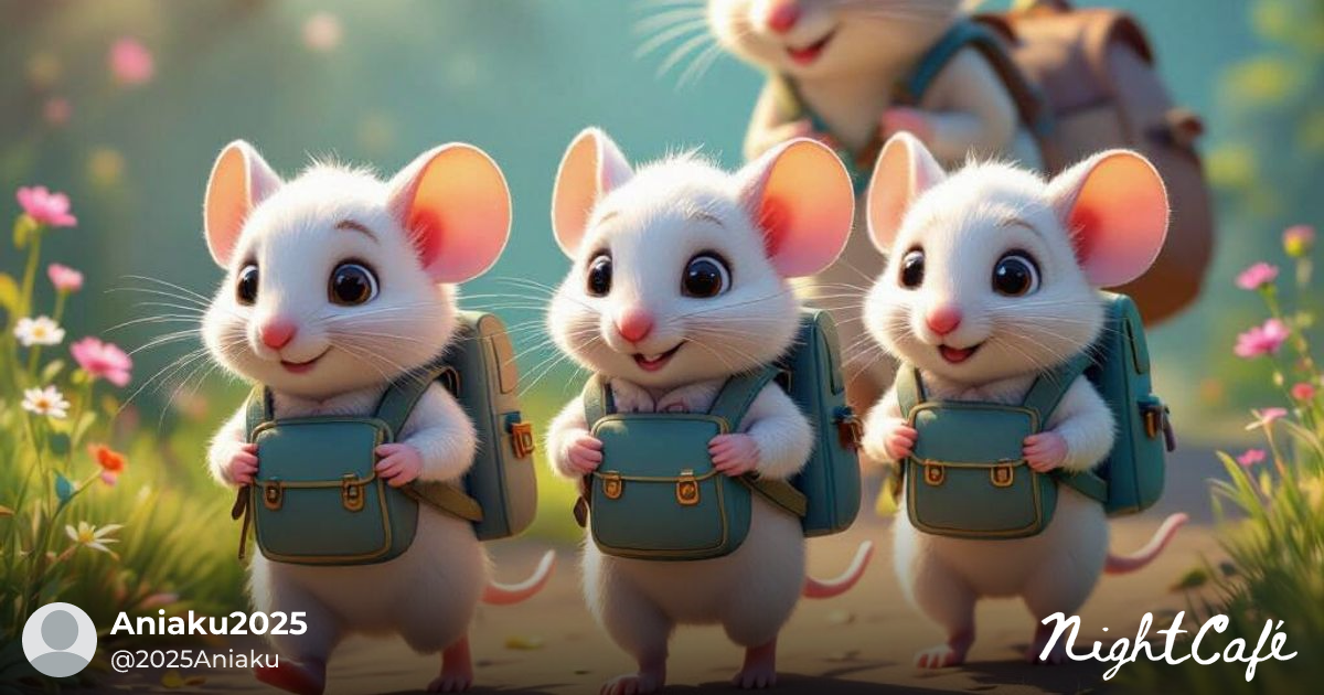 3 baby white maus -school - Adorable White Mice Head to Sch...