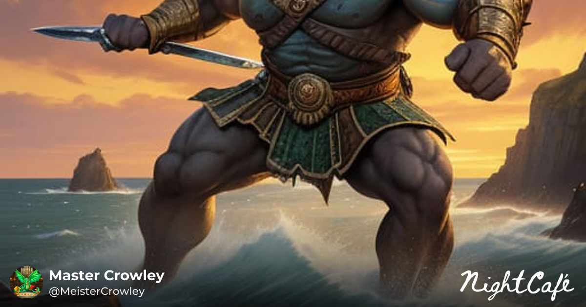 Epic Clash of Gogamagog and Corineus on the Cornis... - AI Art