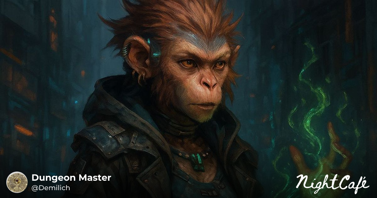 Shadowrun: Female Hanuman Spellcaster in Cyberpunk... - AI Art